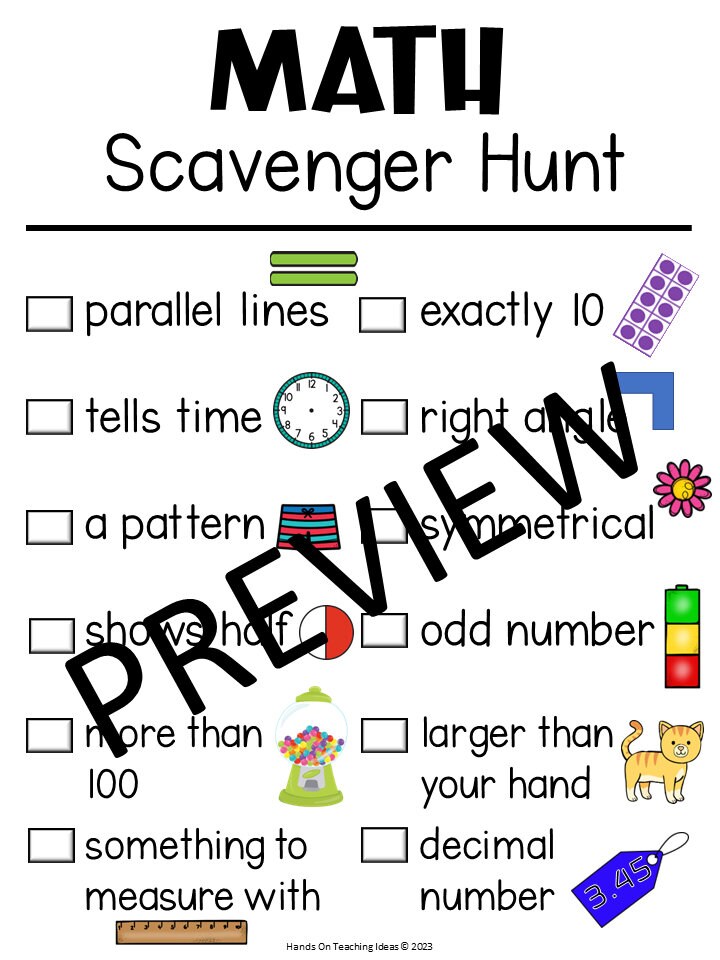 Scavenger Hunt Math, Math Scavenger Hunt, Treasure Hunt for Kids, Math ...