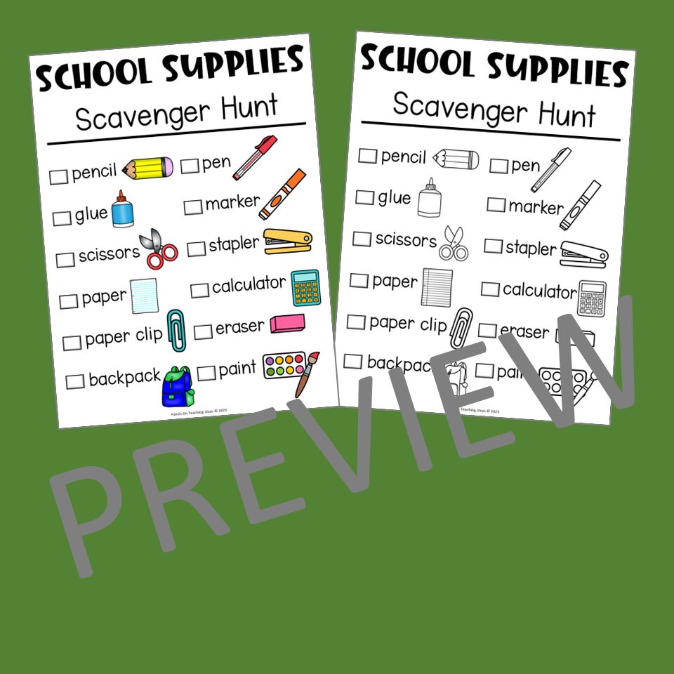 Scavenger Hunt School Supplies School Supplies Scavenger - Etsy