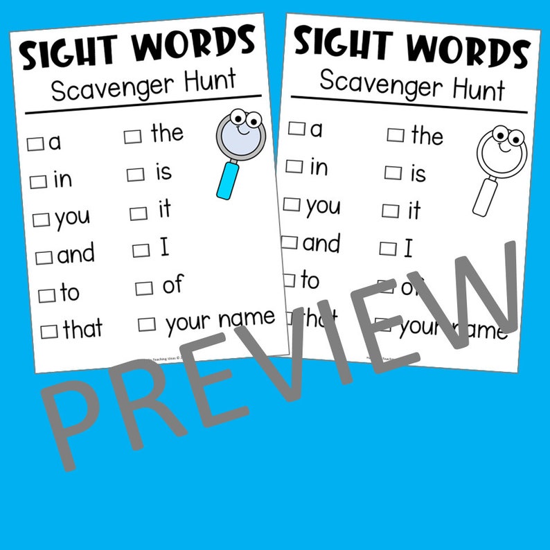 Scavenger Hunt Sight Words, Sight Words Scavenger Hunt, Treasure Hunt ...