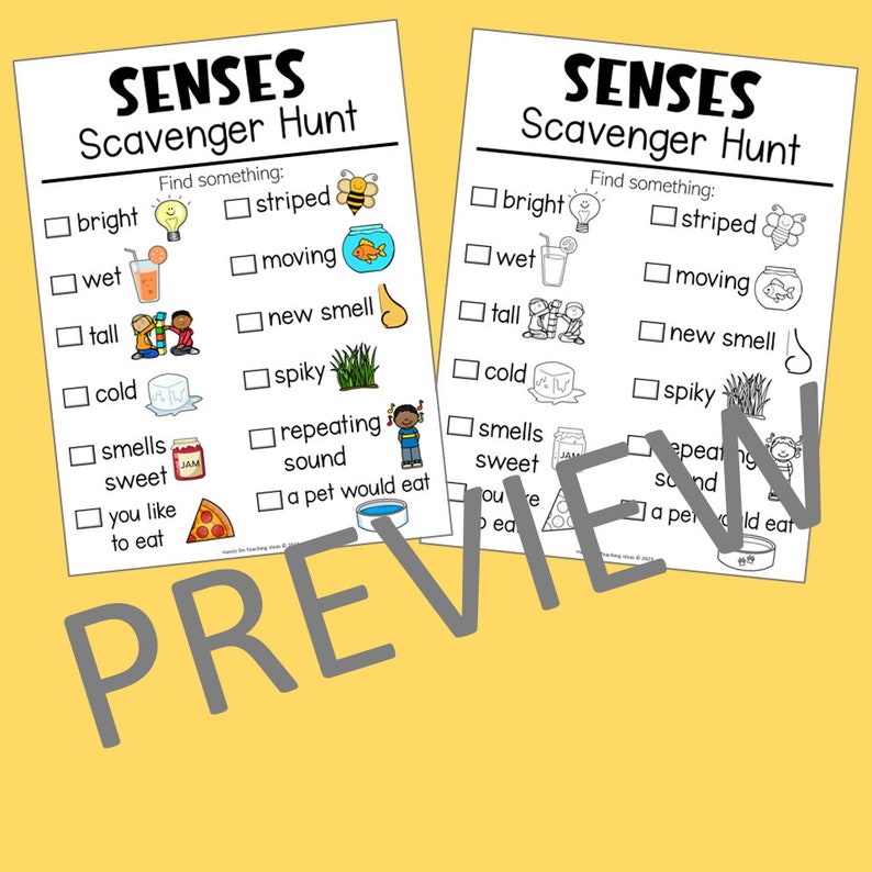 Scavenger Hunt Senses, Senses Scavenger Hunt, Treasure Hunt for Kids ...