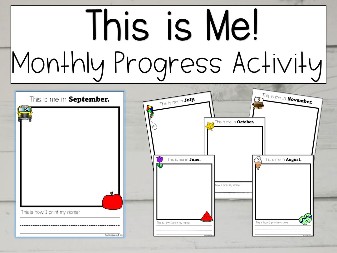 Monthly Self Portrait Book: Preschool Kindergarten Printable (digital ...