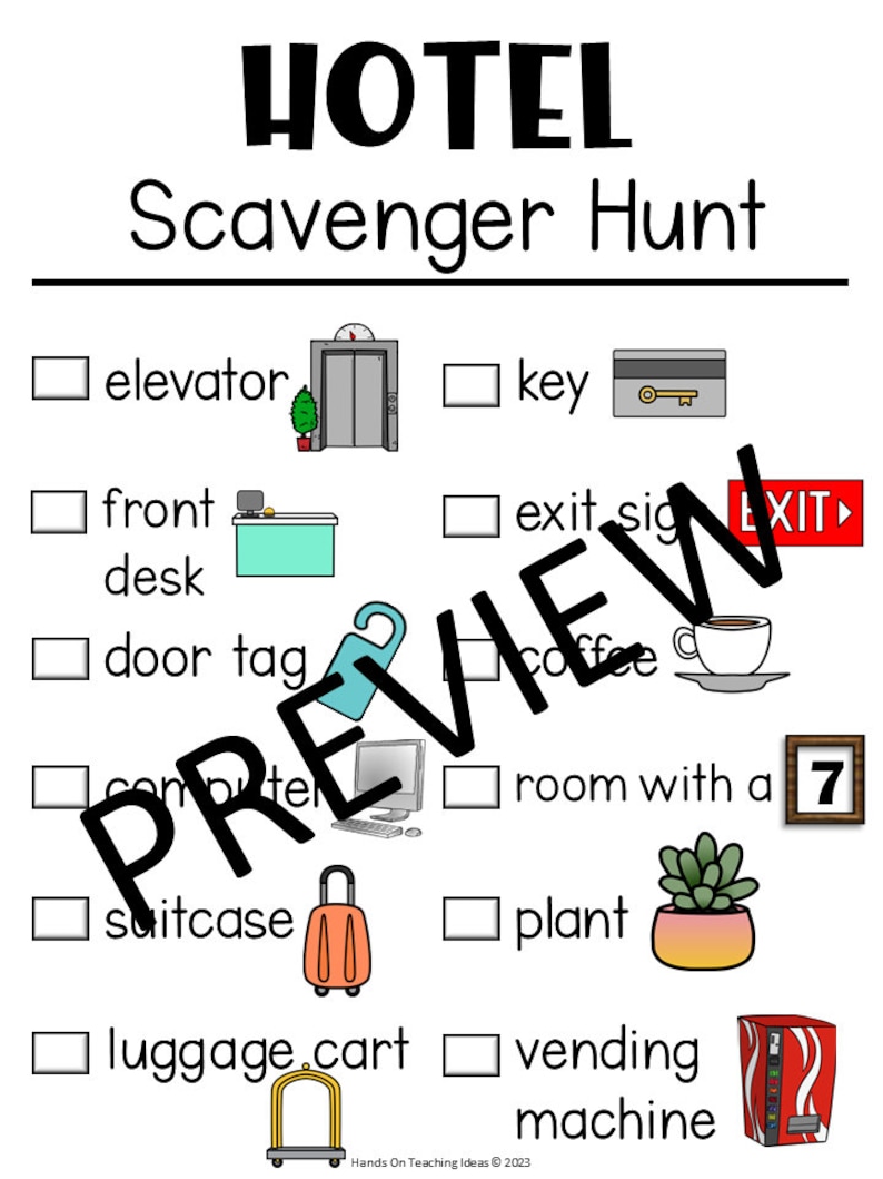 Hotel Scavenger Hunt for Kids: Travel Activity (digital Download) - Etsy