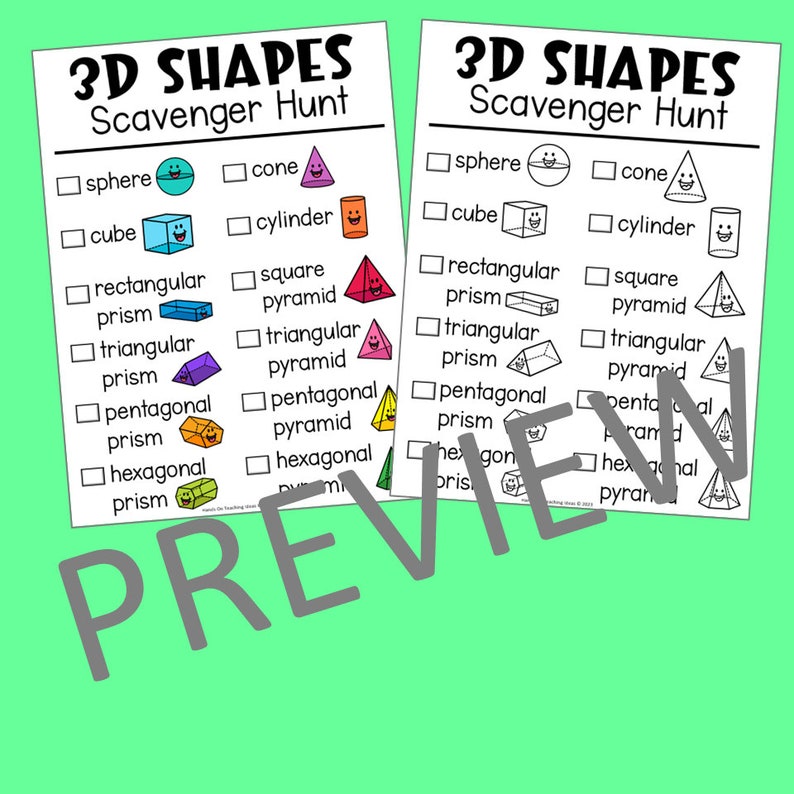 3D Shapes Scavenger Hunt: Geometry Math Activity (digital Download ...