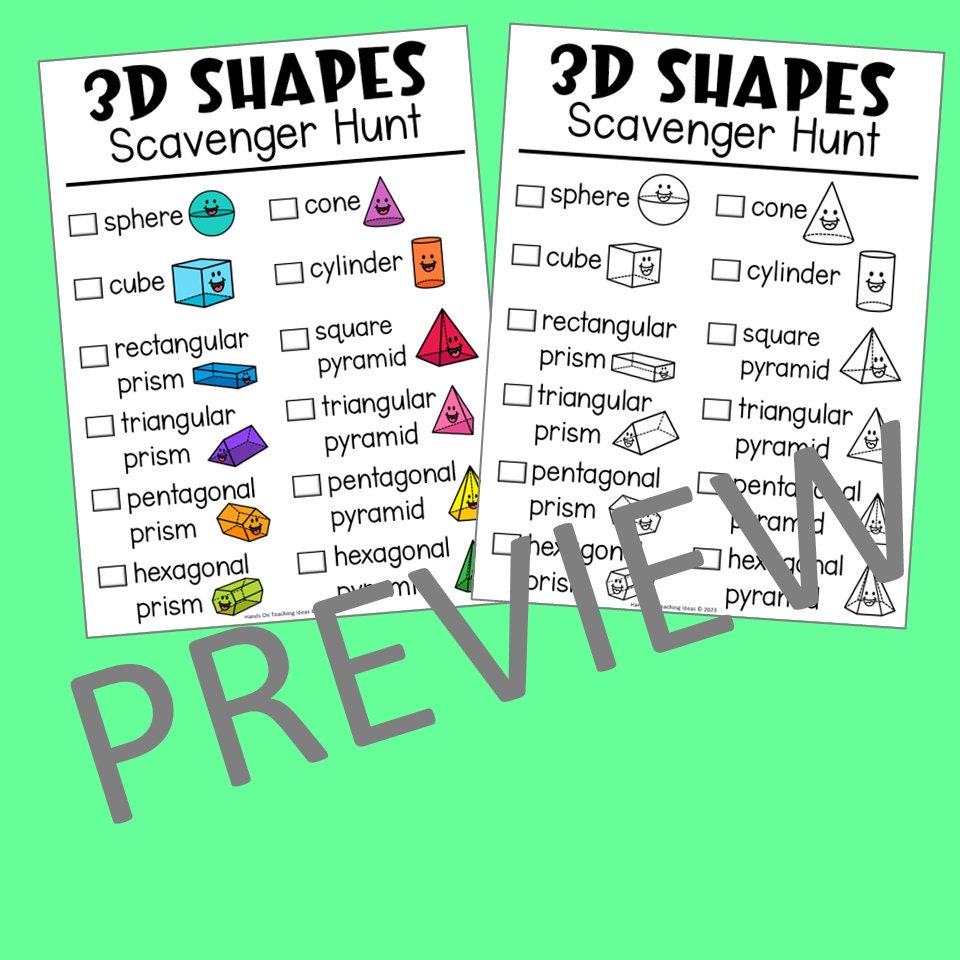 Scavenger Hunt 3D Shapes, 3D Shapes Scavenger Hunt, Treasure Hunt for ...
