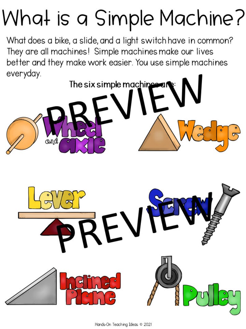 Simple Machines, Science, Science Worksheets, Printable Science Unit ...