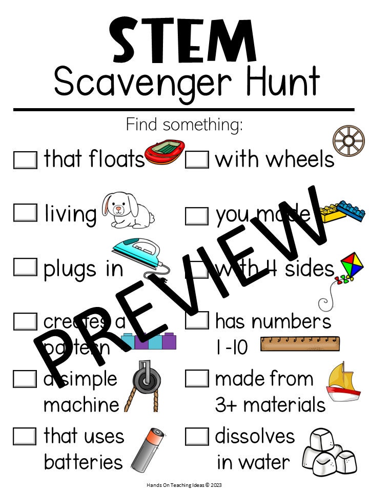 Scavenger Hunt STEM, S.T.E.M Scavenger Hunt, Treasure Hunt for Kids ...