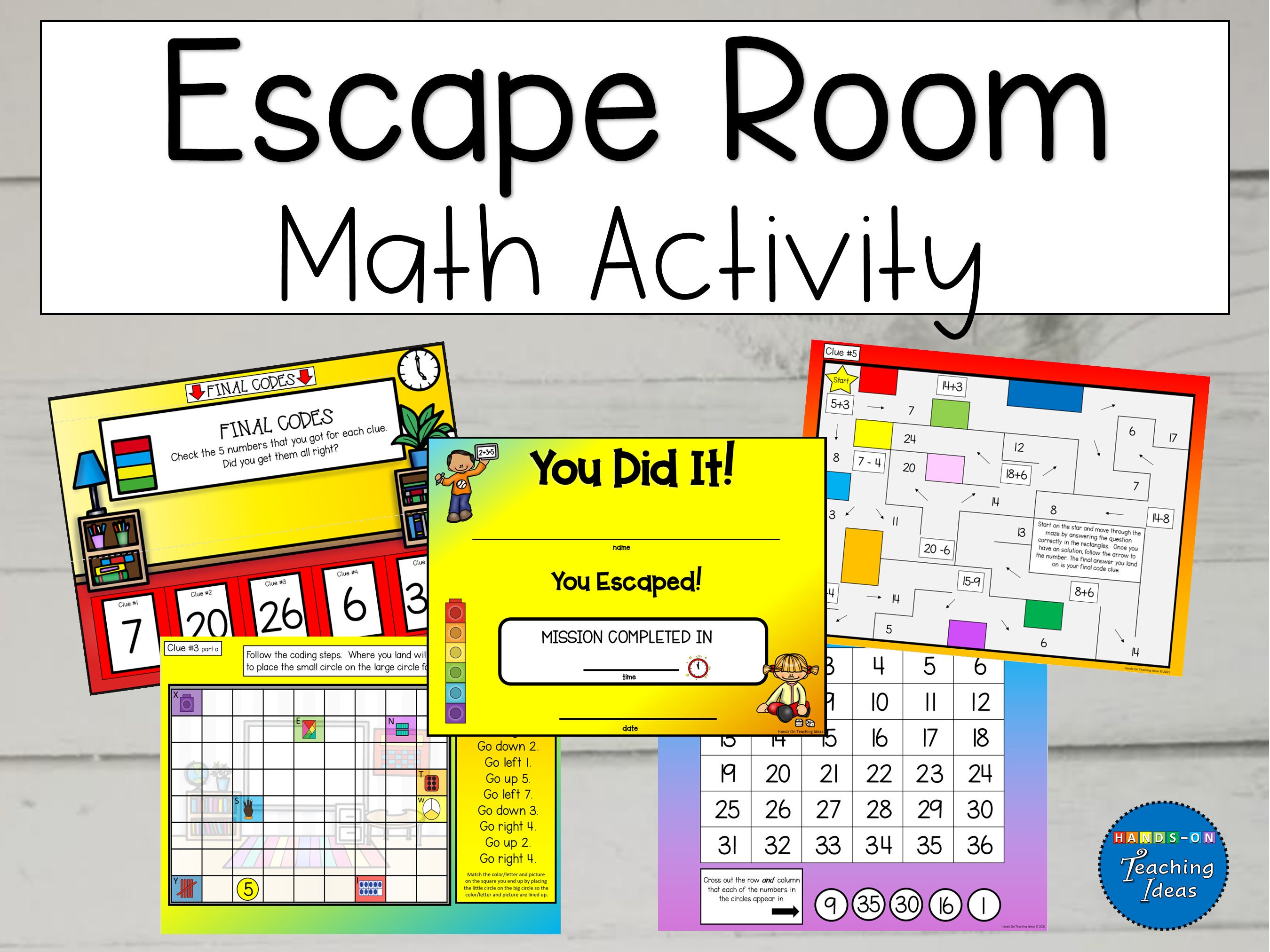 Math Escape Room Math Game Math Puzzles Escape Room Kids Primary