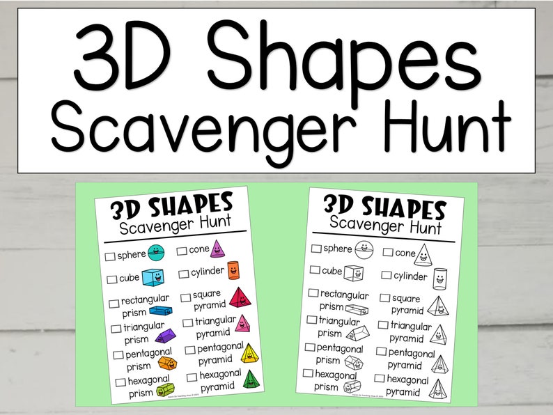 Scavenger Hunt 3D Shapes, 3D Shapes Scavenger Hunt, Treasure Hunt for ...