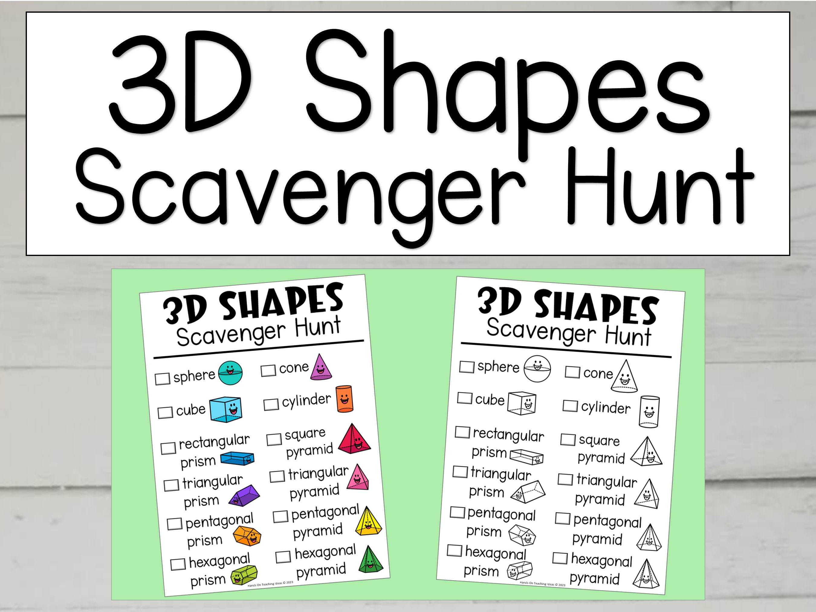 Scavenger Hunt 3D Shapes, 3D Shapes Scavenger Hunt, Treasure Hunt for ...