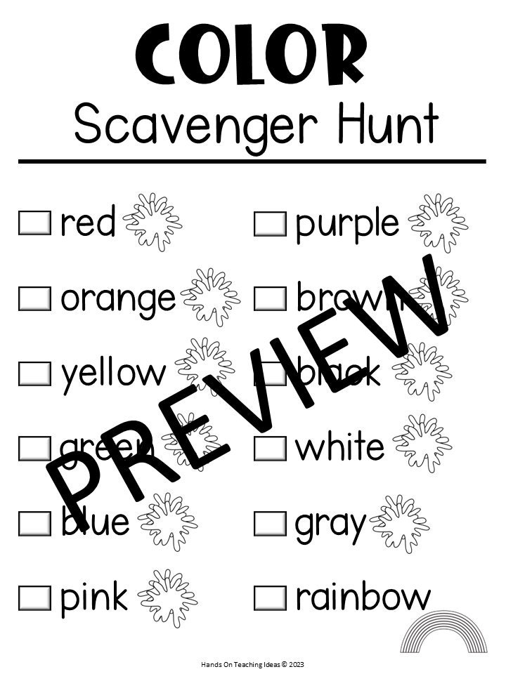 Scavenger Hunt Color, Color Scavenger Hunt, Treasure Hunt for Kids, Art ...