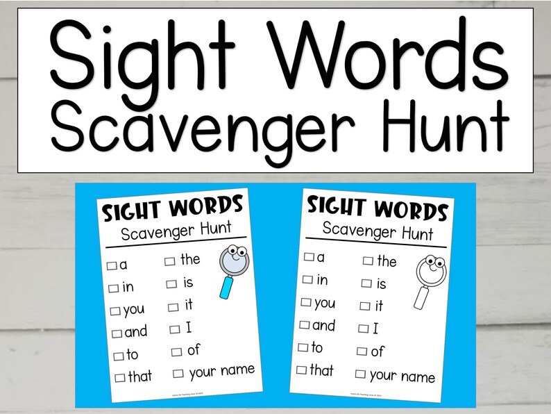 Scavenger Hunt Sight Words Sight Words Scavenger Hunt - Etsy