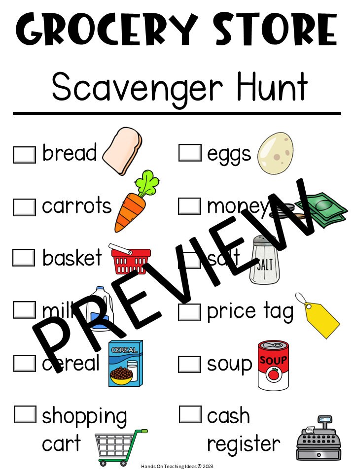 Scavenger Hunt Grocery List, Grocery Store Scavenger Hunt, Treasure ...