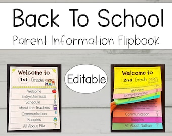 Back to School Flipbook for Meet the Teacher Night Editable Parent ...