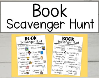 Library Scavenger Hunt, Printable School Book Scavenger Hunt, Kids ...