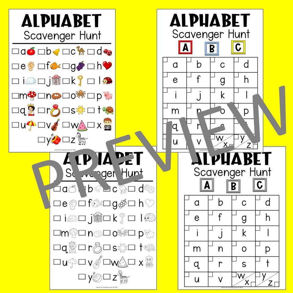 Scavenger Hunt Alphabet, Alphabet Scavenger Hunt, Treasure Hunt for ...