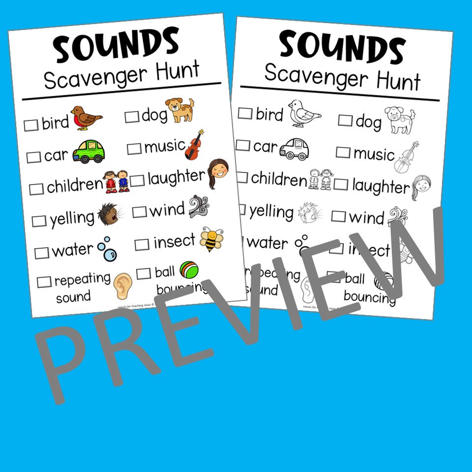 Scavenger Hunt Sounds, Sounds Scavenger Hunt, Treasure Hunt for Kids ...