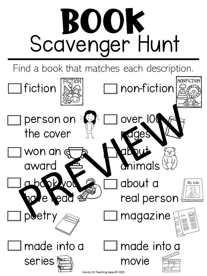 Book Scavenger Hunt for Kids: Library Game (digital Download) - Etsy
