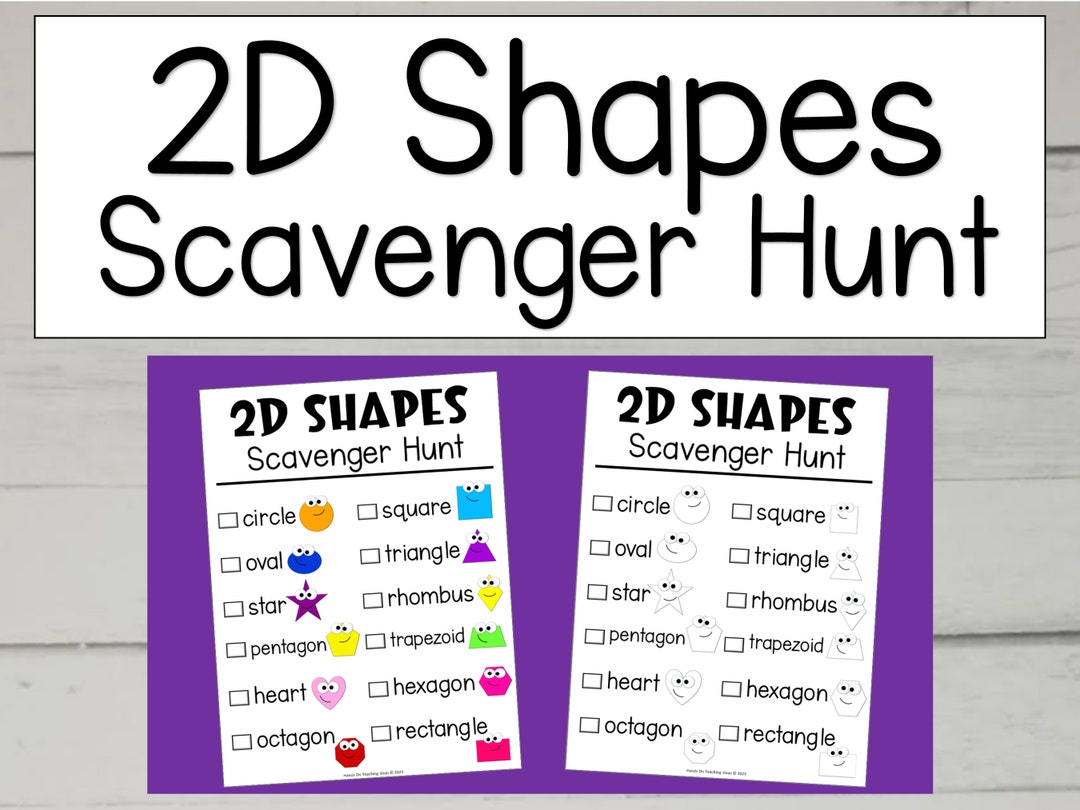 Scavenger Hunt 2D Shapes, 2D Shapes Scavenger Hunt, Treasure Hunt for ...