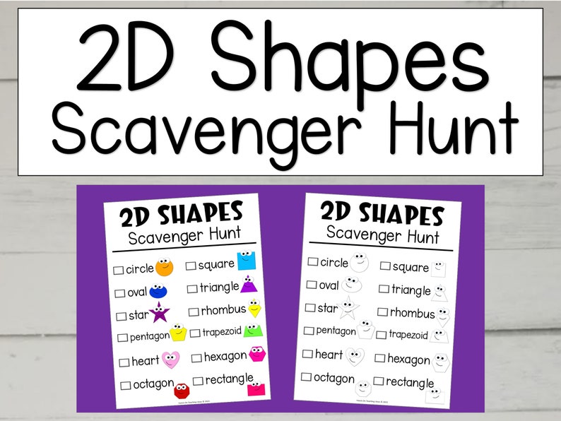Scavenger Hunt 2D Shapes, 2D Shapes Scavenger Hunt, Treasure Hunt for ...