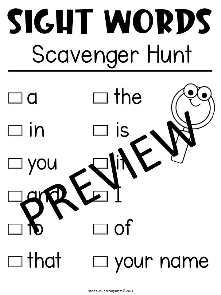 Scavenger Hunt Sight Words Sight Words Scavenger Hunt - Etsy