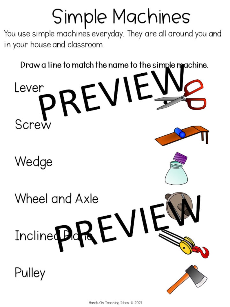 Simple Machines, Science, Science Worksheets, Printable Science Unit ...