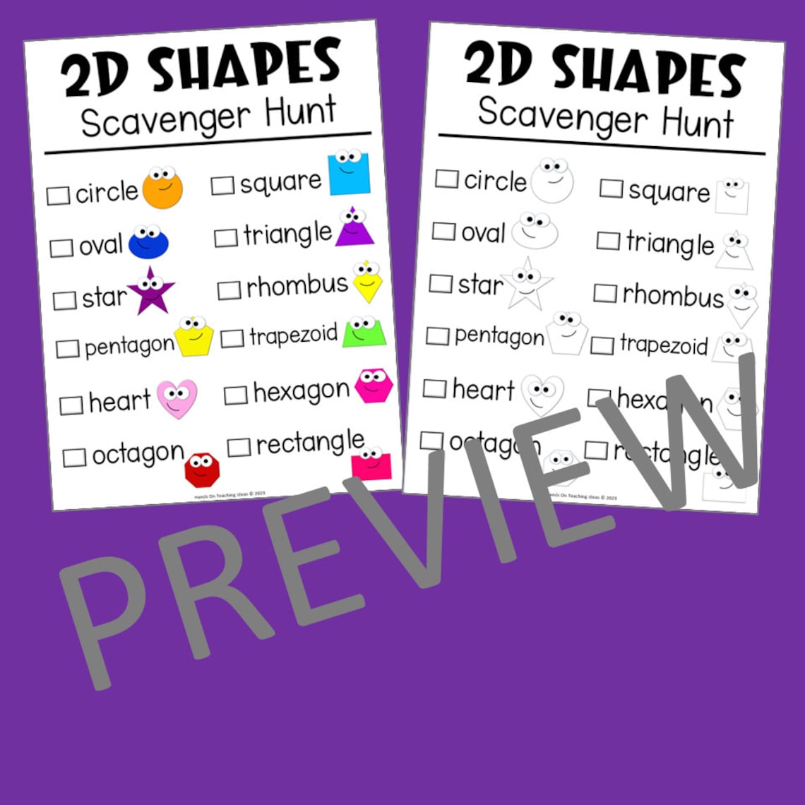 Scavenger Hunt 2D Shapes, 2D Shapes Scavenger Hunt, Treasure Hunt for ...