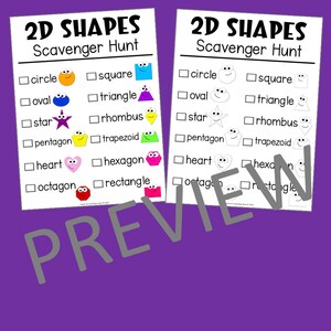 Scavenger Hunt 2D Shapes, 2D Shapes Scavenger Hunt, Treasure Hunt for ...