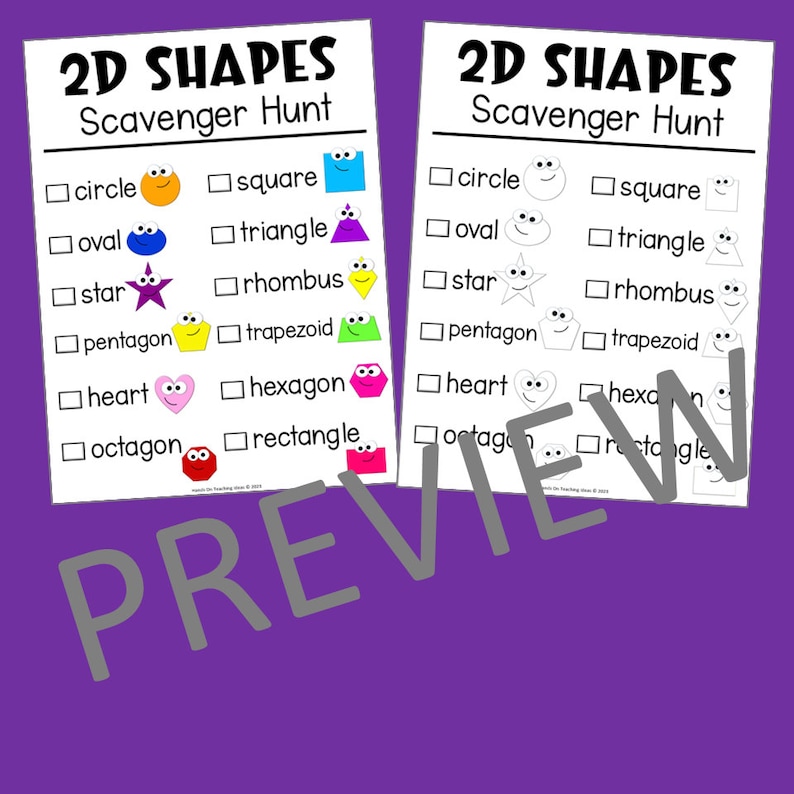 Scavenger Hunt 2D Shapes, 2D Shapes Scavenger Hunt, Treasure Hunt for ...