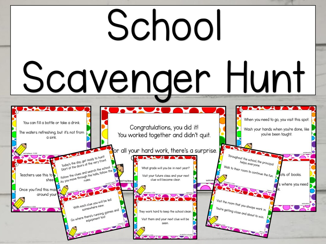 School Scavenger Hunt With Riddles (digital Download) - Etsy