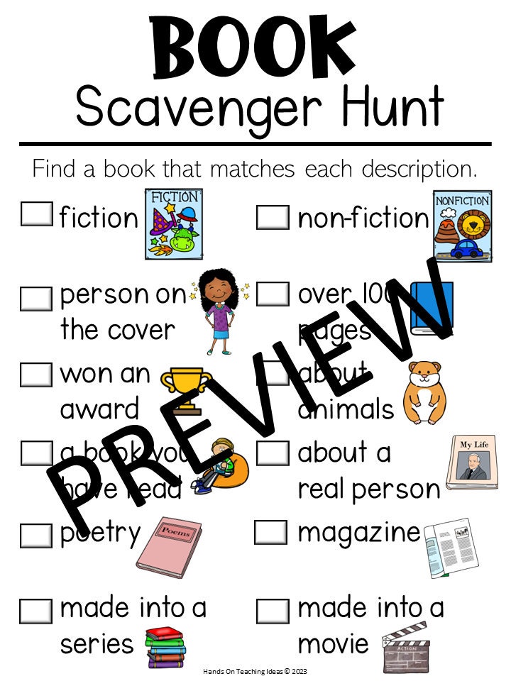 Book Scavenger Hunt for Kids: Library Game (digital Download) - Etsy