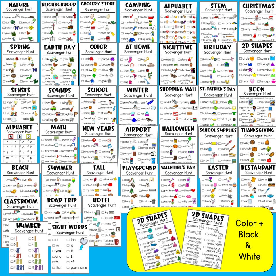 40 Kids Scavenger Hunts: Year Round Activities (digital Download) - Etsy
