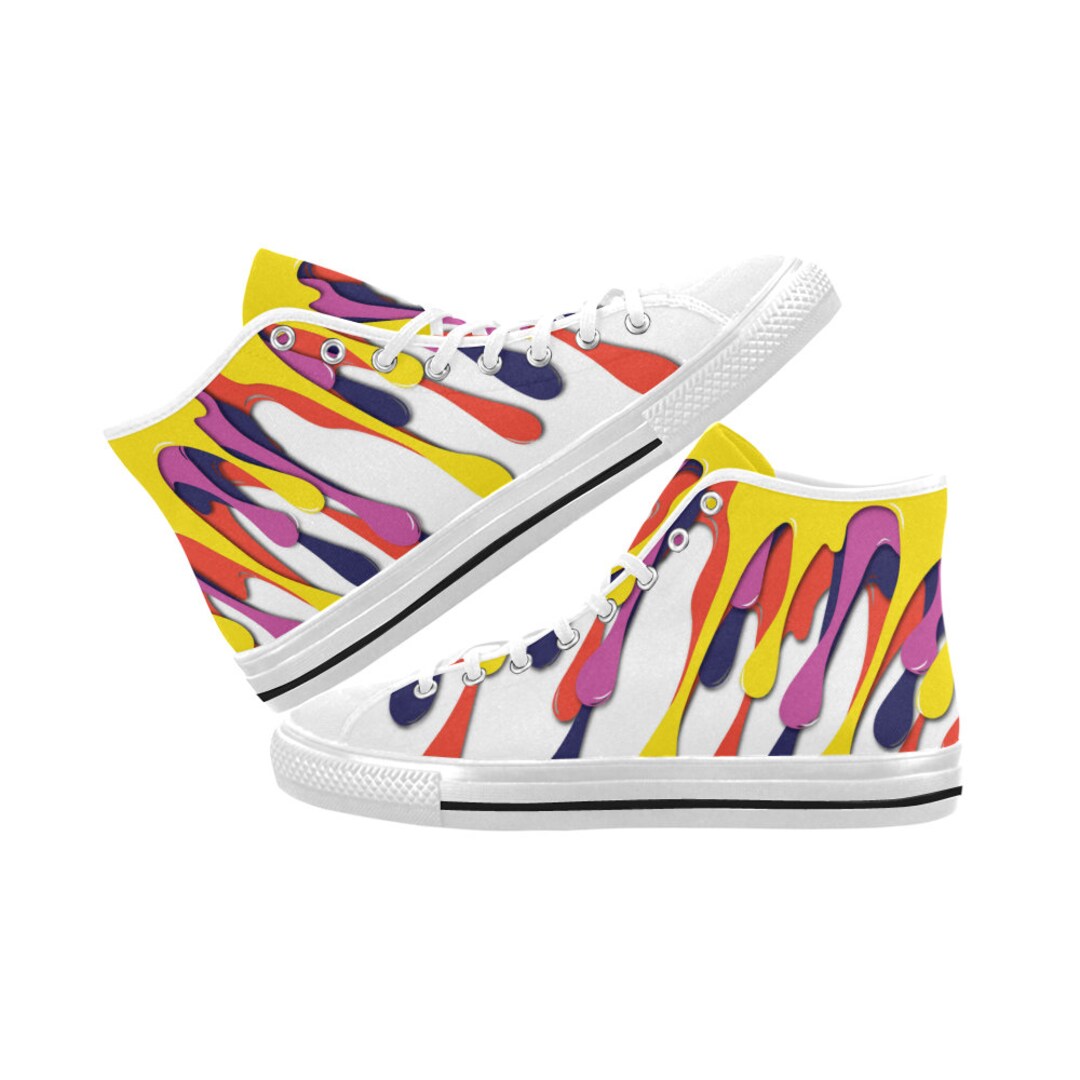 Men's Colorful Paint Splatter Custom Vancouver High Top Shoes big and ...