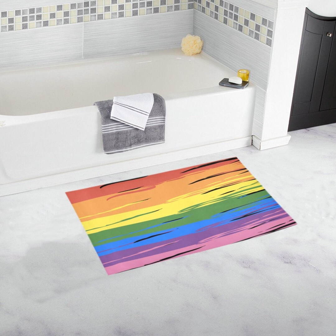 Rainbow Pride LGBTQ Love Peace Custom Bath Rug Multiple Sizes Christmas ...