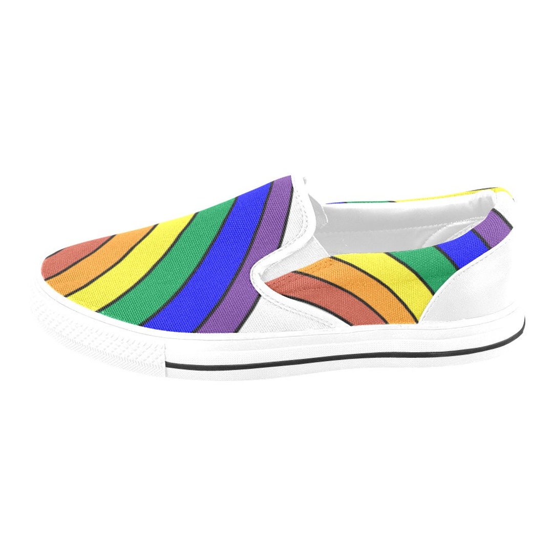 Women's Rainbow LGBTQ Pride Parade Custom Slip Ons big and Regular Size ...