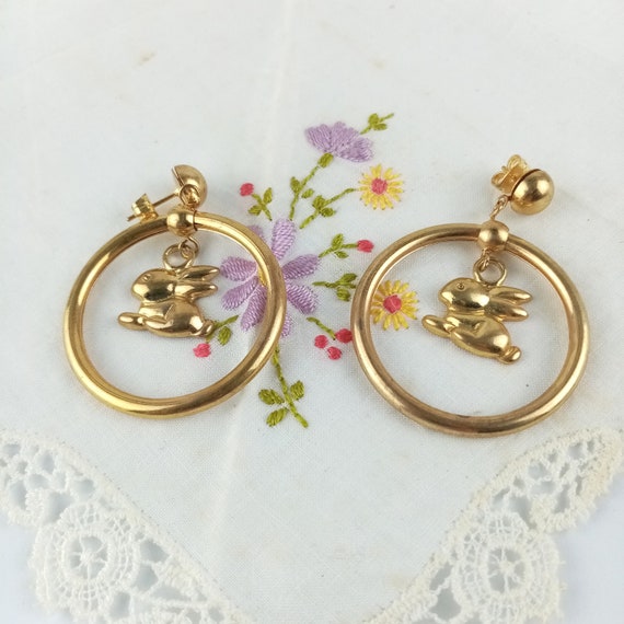 golden bunny rabbit earrings - Gem