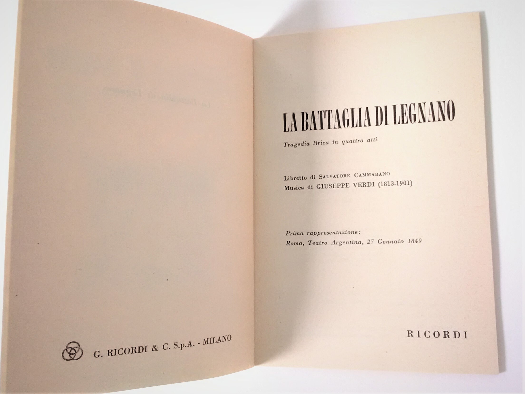 Verdi La Battaglia Di Legnano the Battle of Legnano Miniature Italian ...