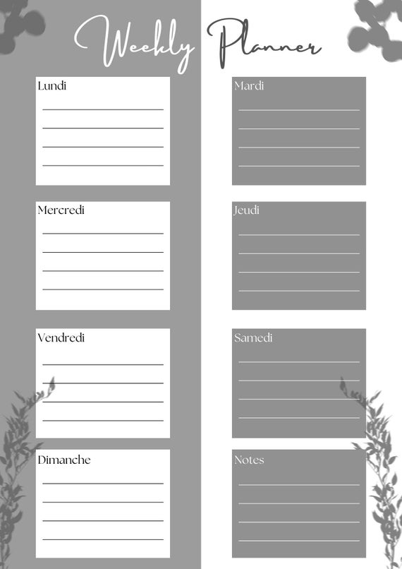 Digital Week Planner Week Schedule Minimal Productivity Printable ...
