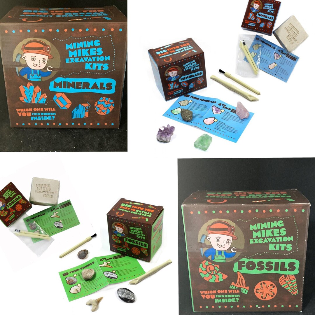 KIDS Crystal Mineral Fossil Mining Kit Crystal Growing Fun for Kids ...