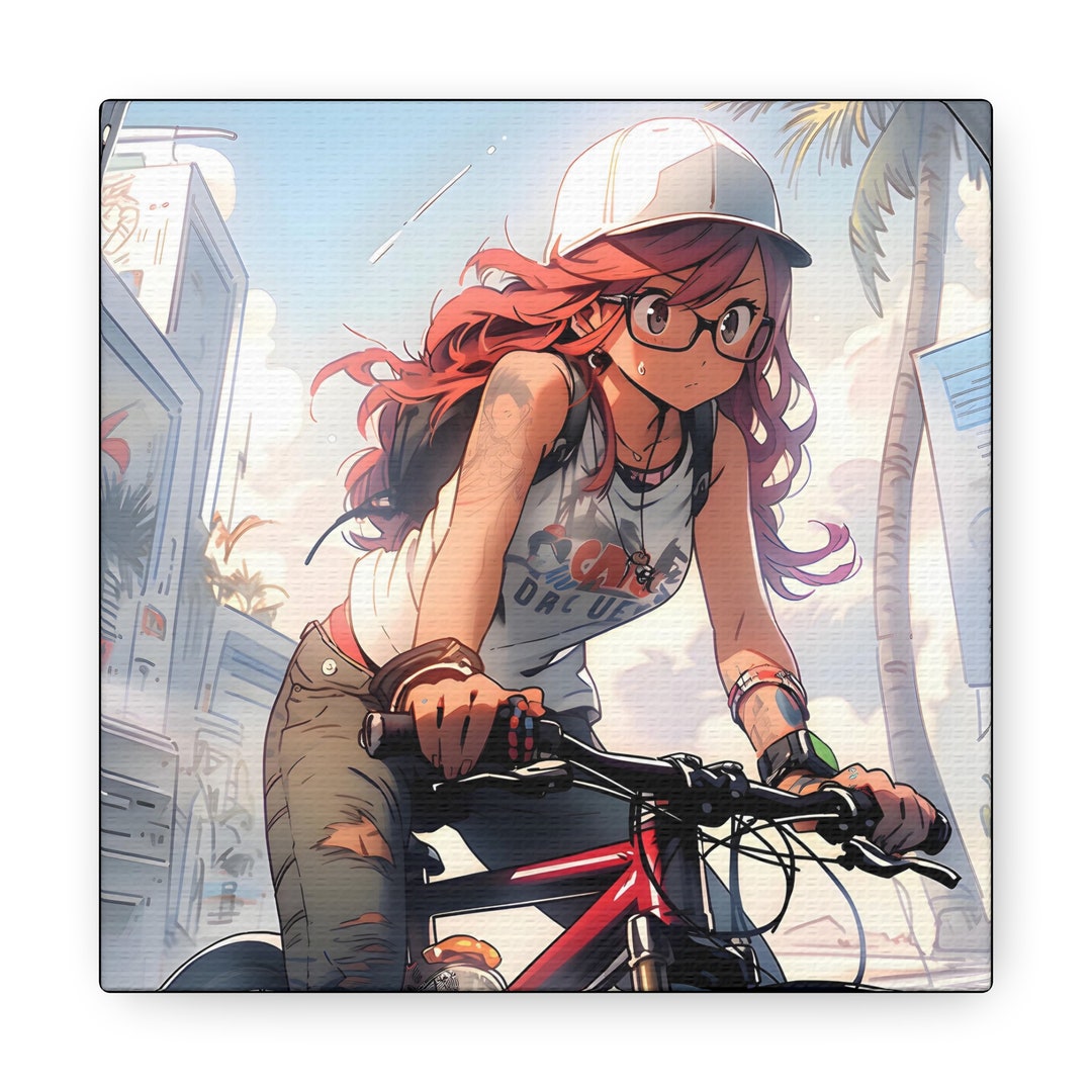 Beach Cycling Anime/manga Girl Canvas-home/office/studio-wall Art Decor ...