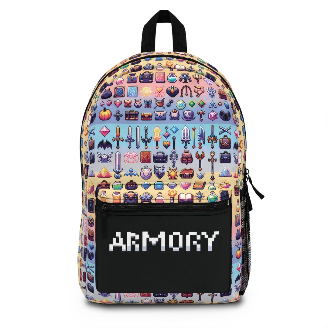 Pixel Art Armory Backpack Vibrant Gaming Gear Bag Roomy & Strong for ...