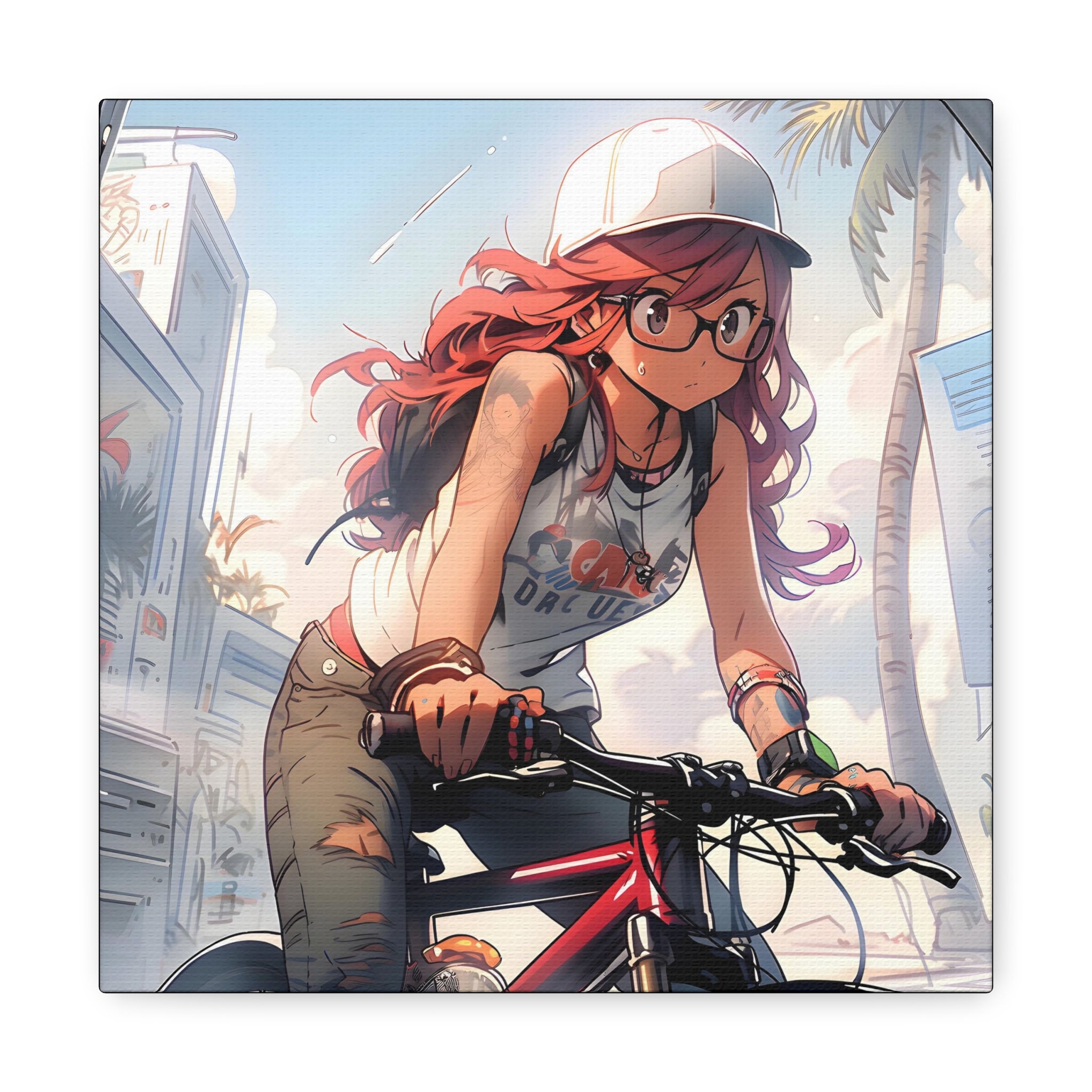 Beach Cycling Anime/manga Girl Canvas-home/office/studio-wall Art Decor ...