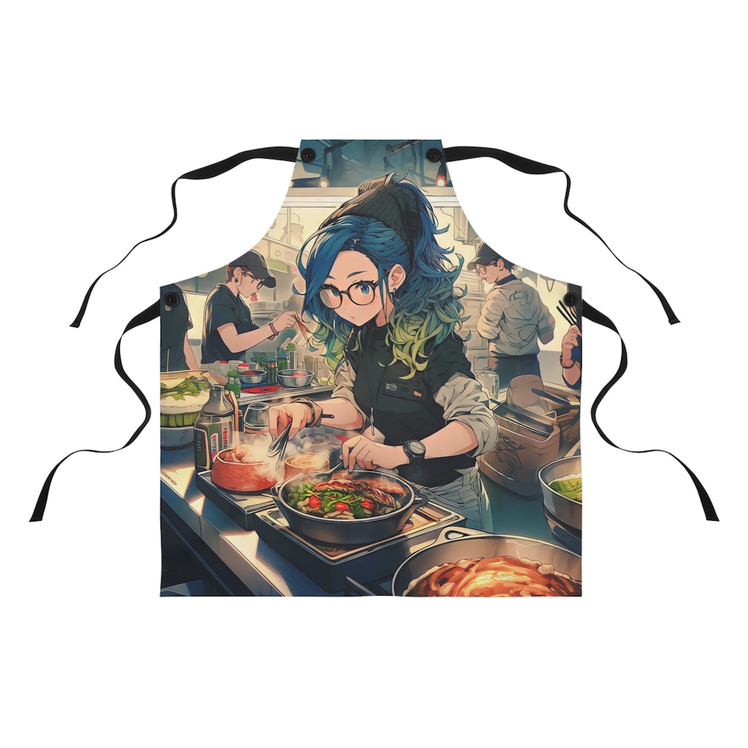 Anime/manga Adult Apron-blue Hair Chef/cook-asian Cuisine Enthusiasts ...