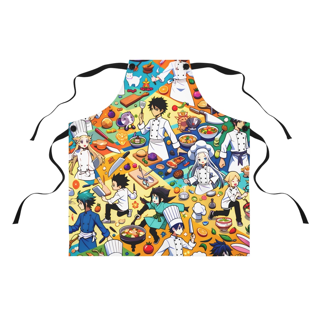 Vibrant Anime Chef Apron Unisex, Adjustable, Durable Kitchen Wear for ...