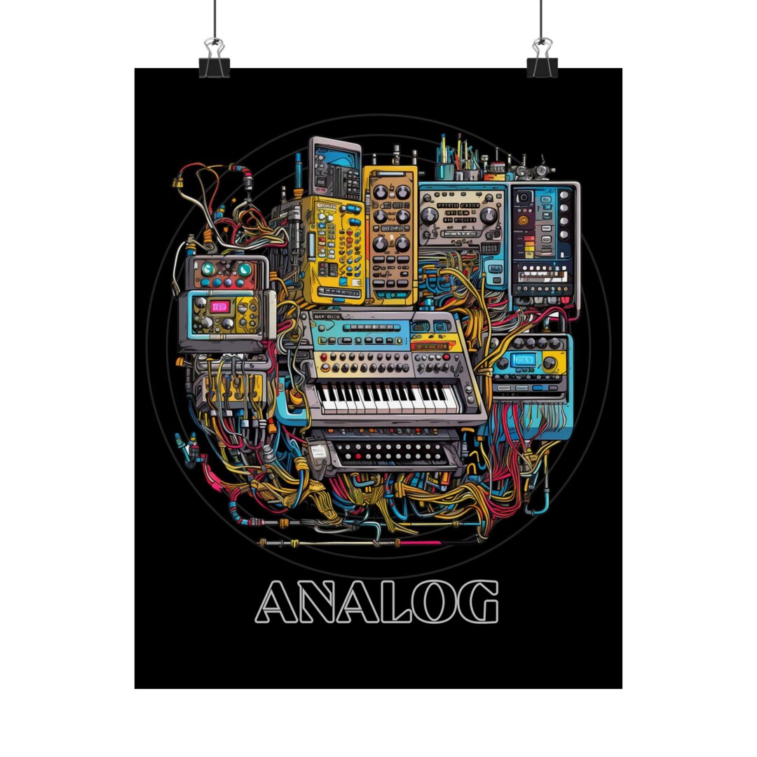 Analog Synthesizer Art Poster Detailed Retro Tech Wall Art Perfect for ...