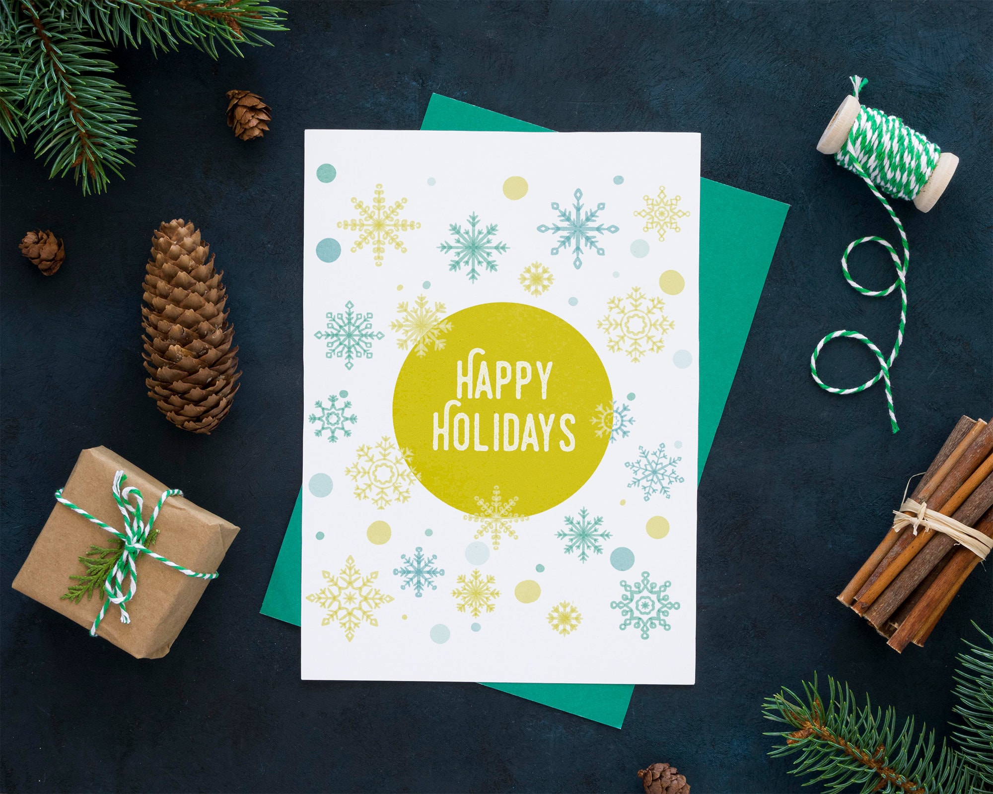 Happy Holidays, Holiday Card, Christmas Card, 5"x7", Snow, Snow Flakes ...