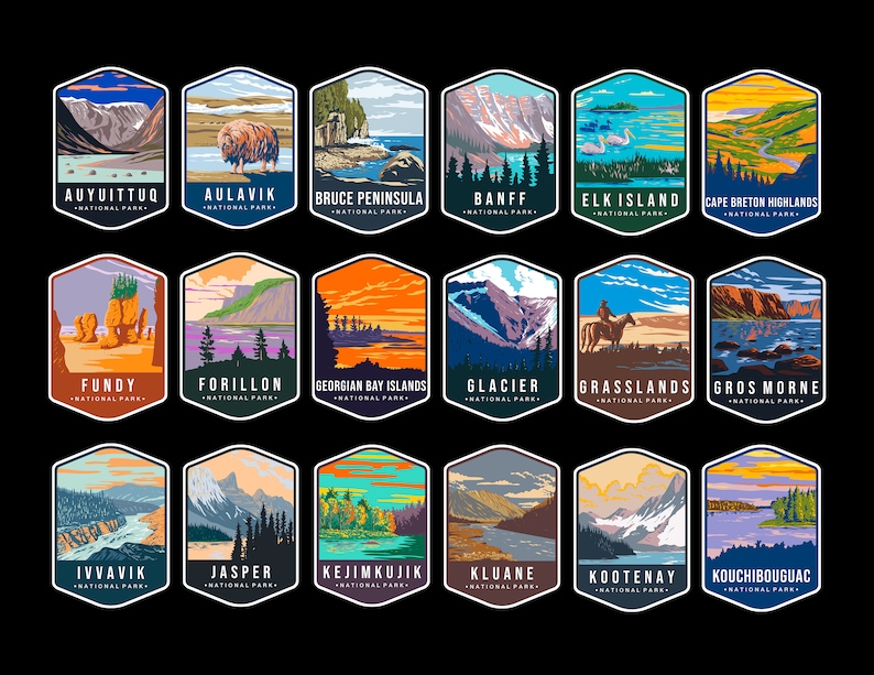 Canadian National Park Stickers: Waterproof, Glossy Badge Style - Etsy