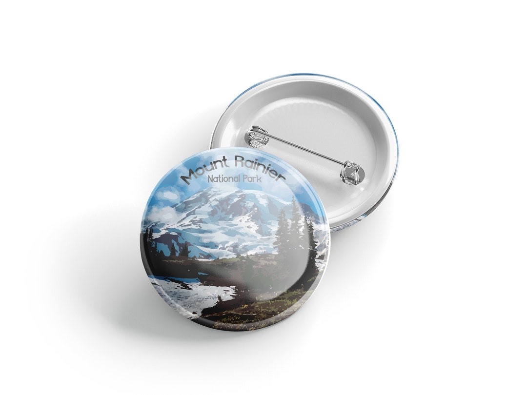 Mount Rainier National Park Button Pin Pinback Button; Mount Rainier NP ...