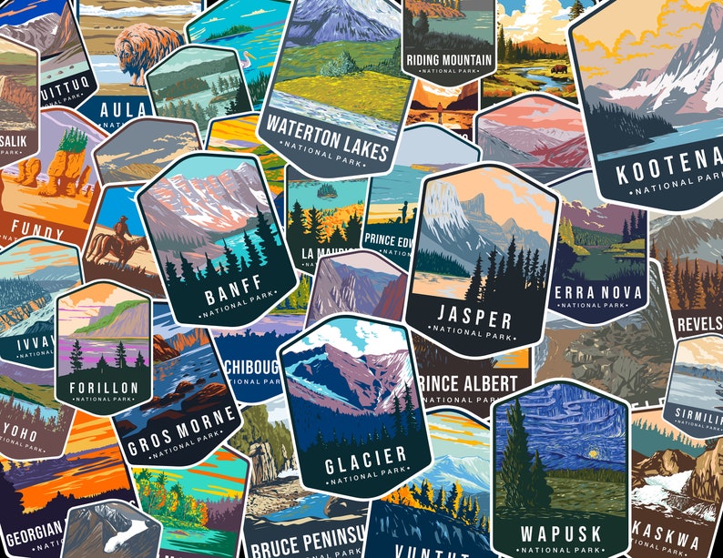 Canadian National Park Stickers: Waterproof, Glossy Badge Style - Etsy