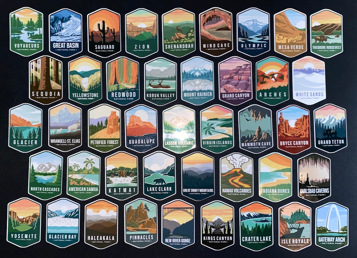 National Park Stickers Badge Style Stickers National Park - Etsy