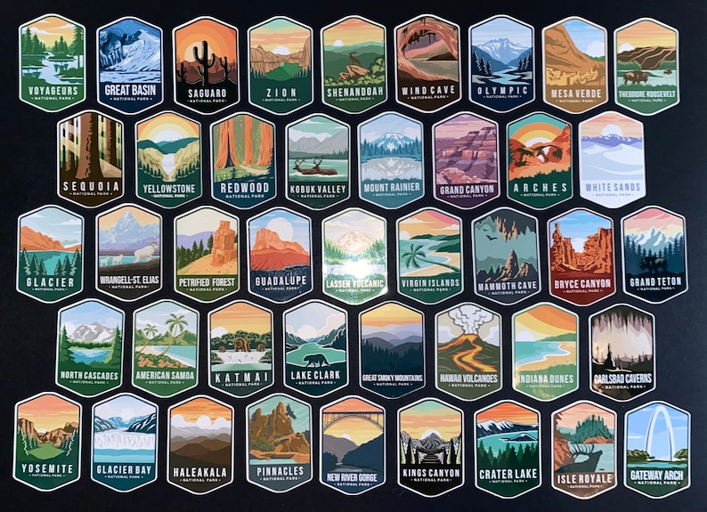 National Park Stickers Badge Style Stickers National Park - Etsy
